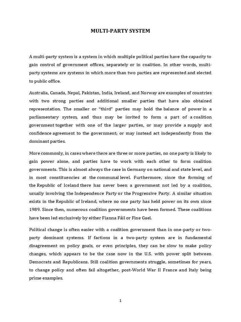 Multi-party System Notes (1) | PDF | Political Parties | Government