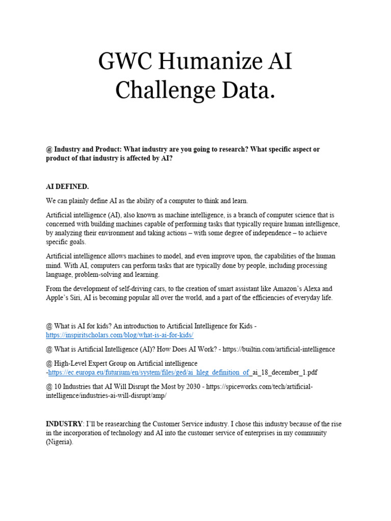 GWC Humanize AI Challenge Data | PDF | Artificial Intelligence | Intelligence (AI) & Semantics