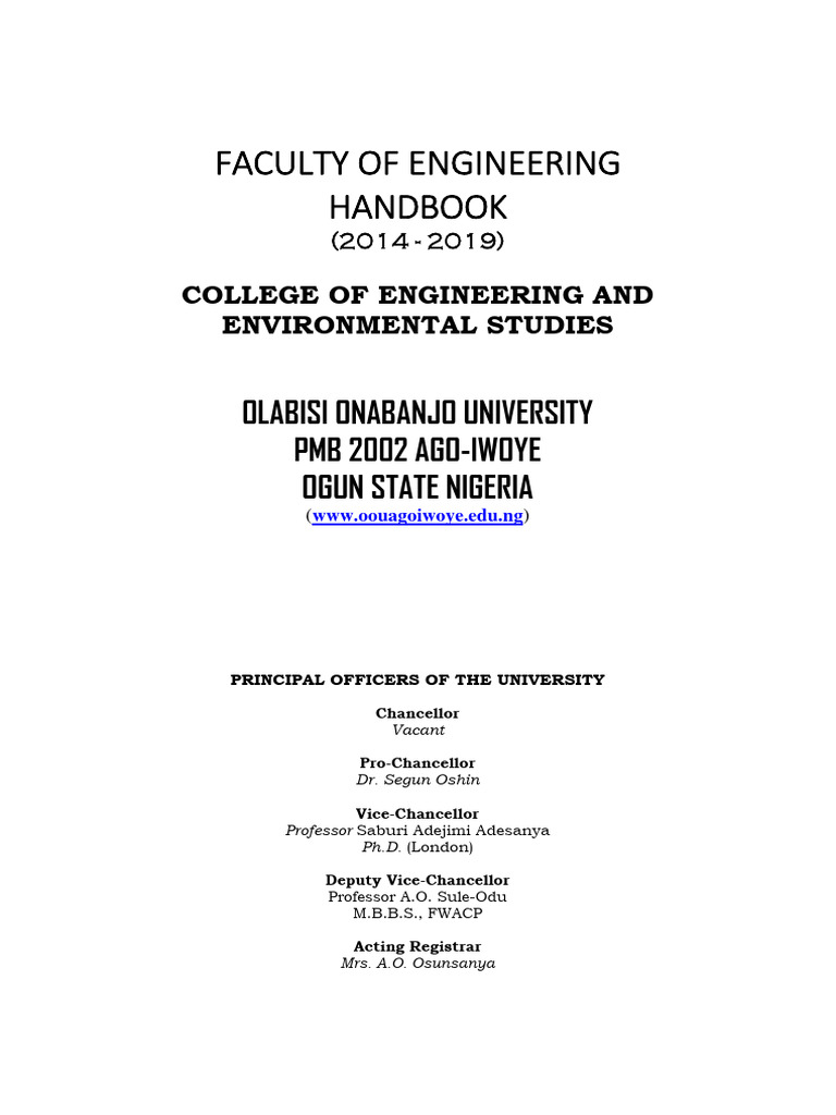 Ibogun Hand Book | PDF | Academic Degree | Engineering