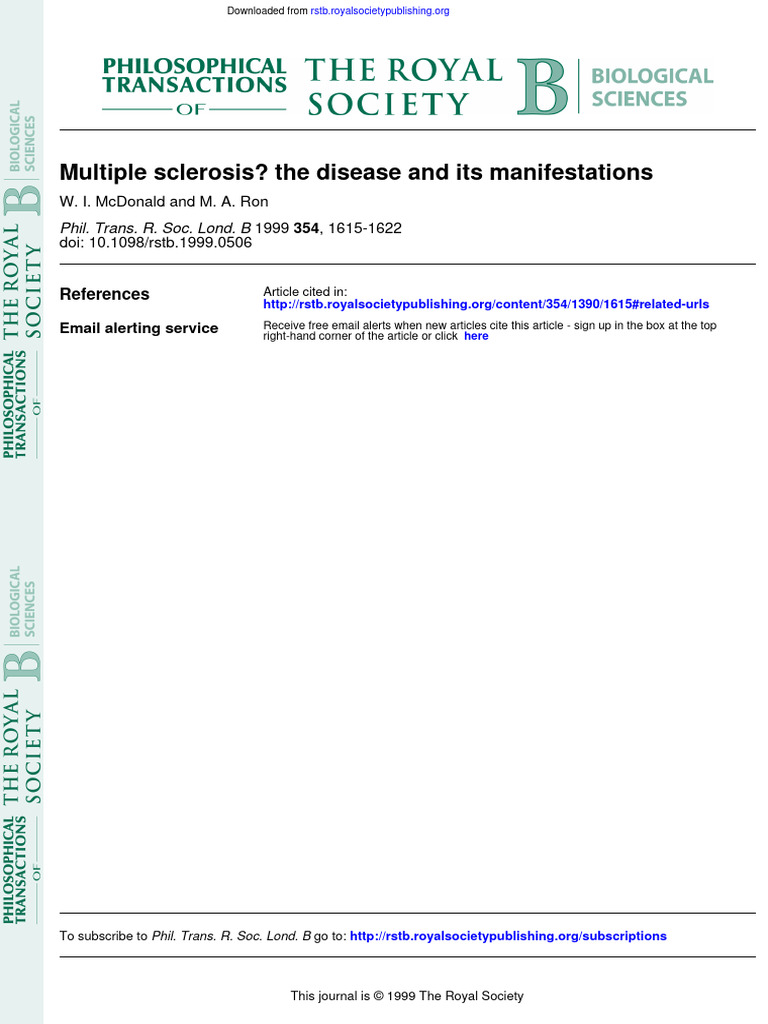 Multiple Sclerosis | Download Free PDF | Multiple Sclerosis | Major ...