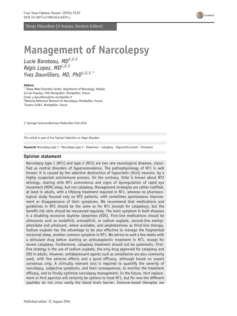 Narcolepsy | PDF | Antidepressant | Clinical Medicine