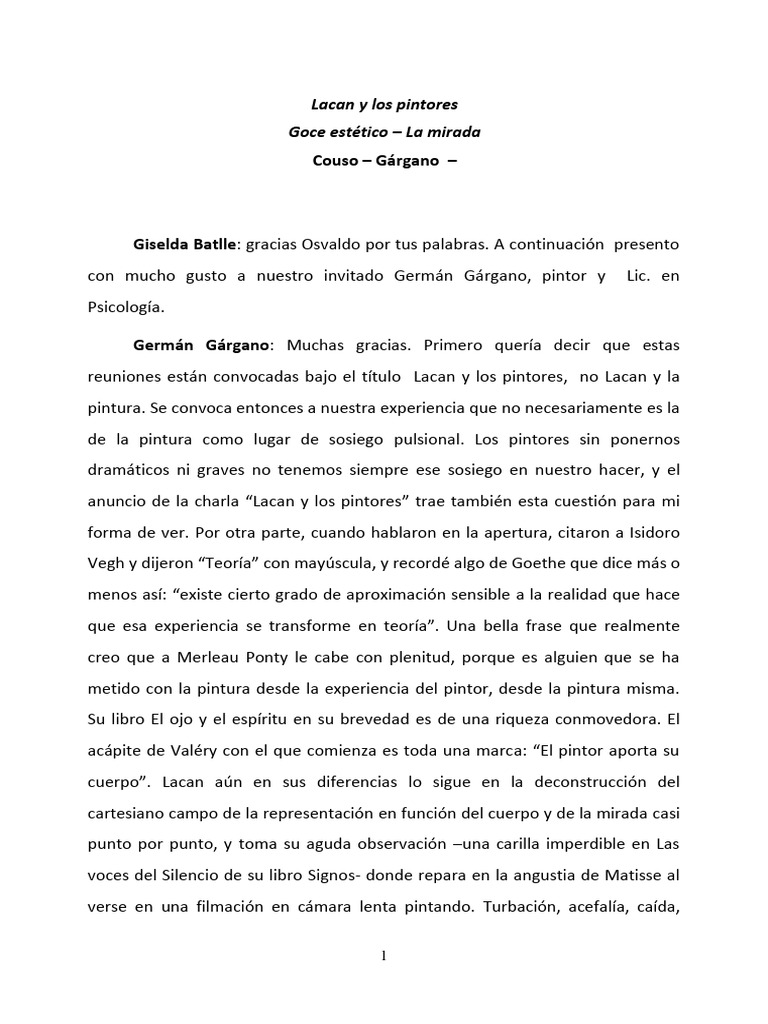 EFBA Goce Estético y Mirada 2012 | PDF | Pinturas | Jacques Lacan