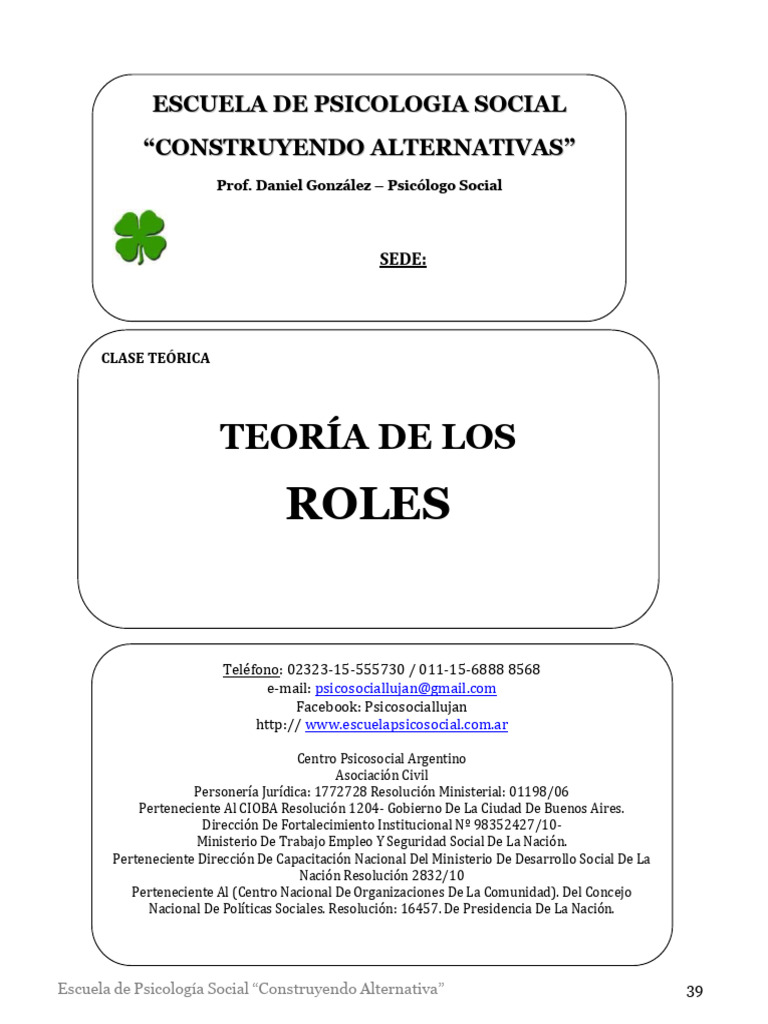 Psicologia Social - Teoria de Los Roles | PDF | Psicología Social ...