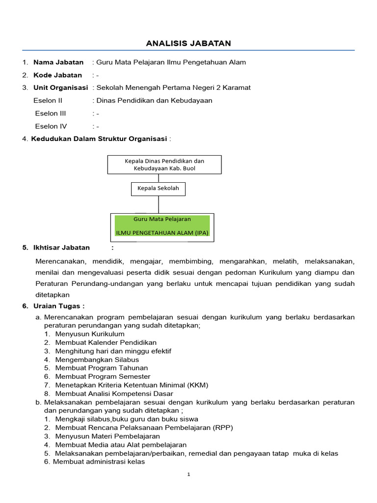 Contoh Analisis Jabatan Guru-1 | PDF