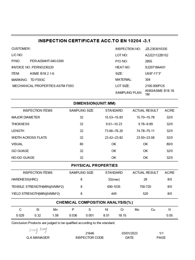 Perno 5 8 X 3 Ss 304 PDF Secondary Sector Of The Economy Applied
