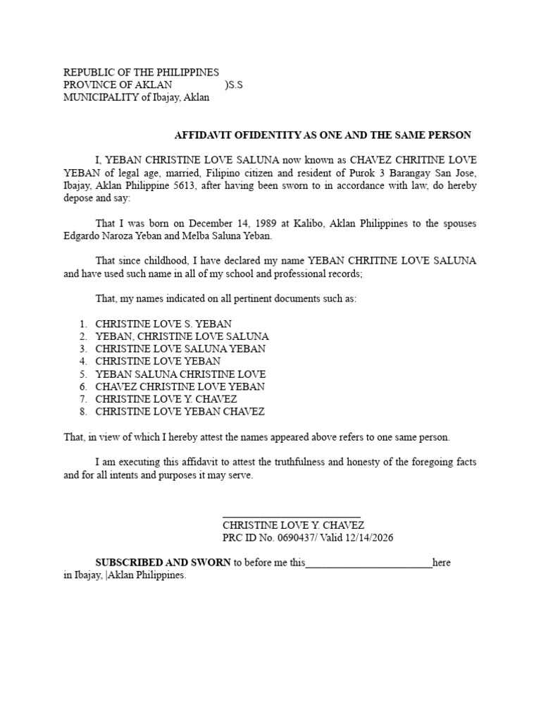 Love Affidavit Pdf