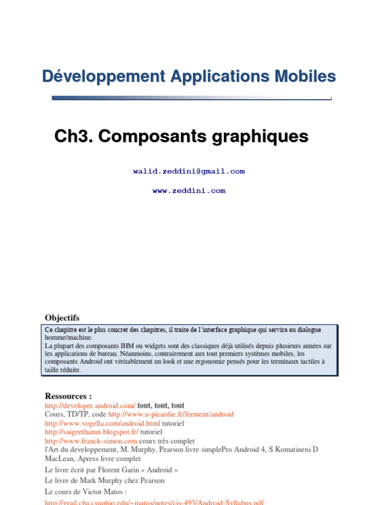 CH3-Android Composants Graphiques | PDF | Mise en page | Android (Système d'exploitation)
