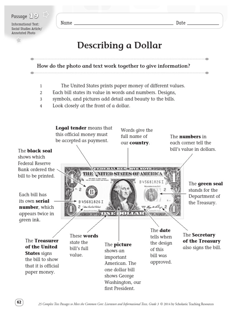 Describing A Dollar | PDF | Money | United States Dollar