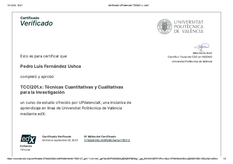 Certificado Upv | PDF