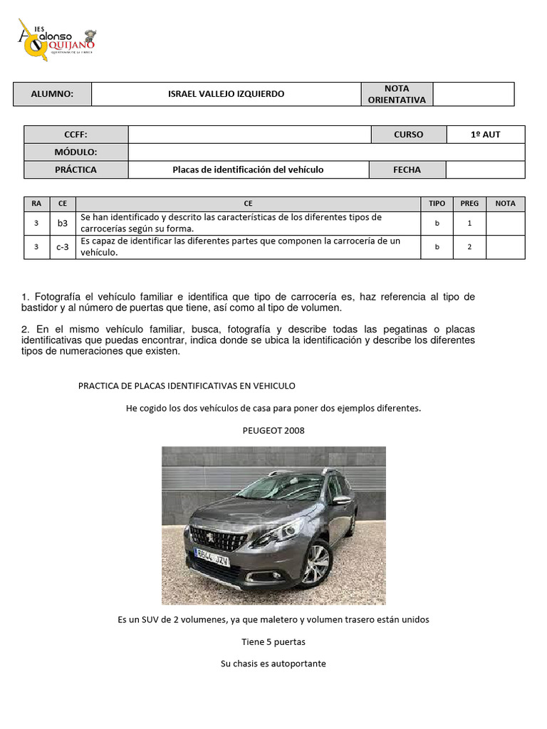 Practica De Placas De Identificacion Pdf Tecnología De Vehículos