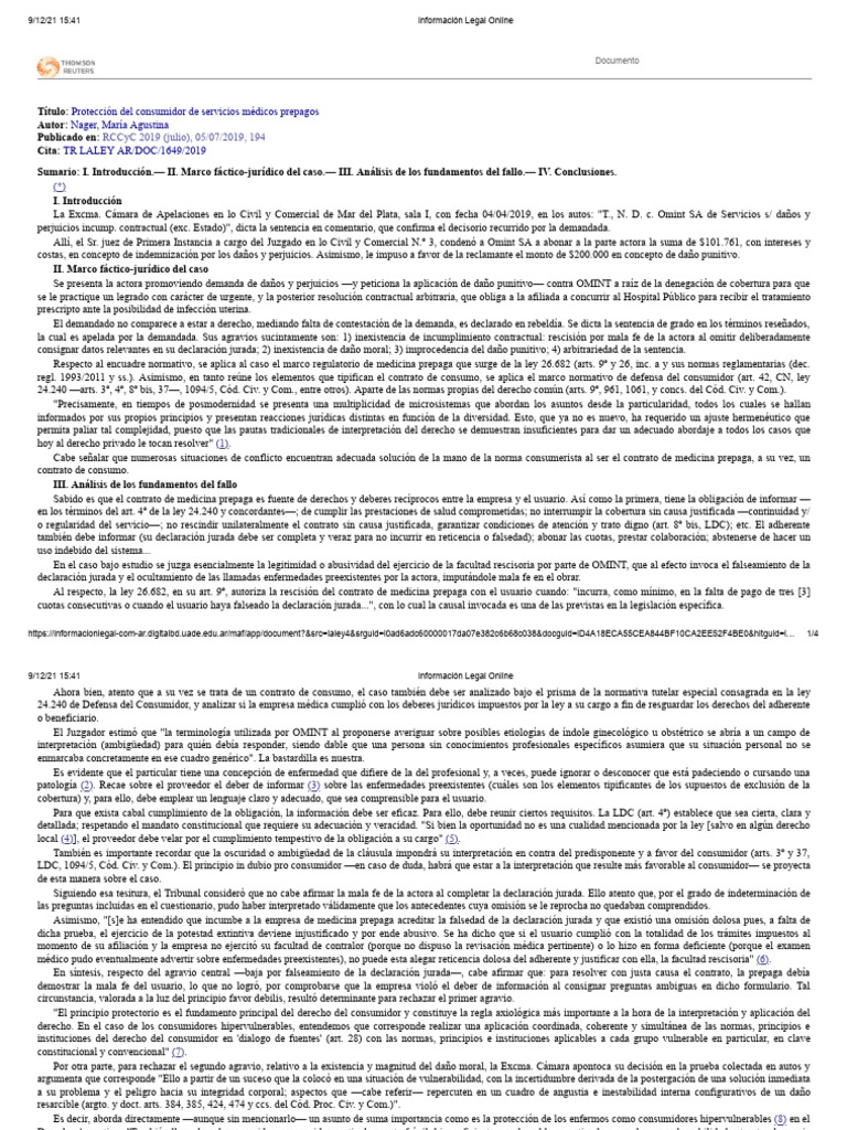 Fallo 1, Informacion | PDF | Los consumidores | Protección al Consumidor