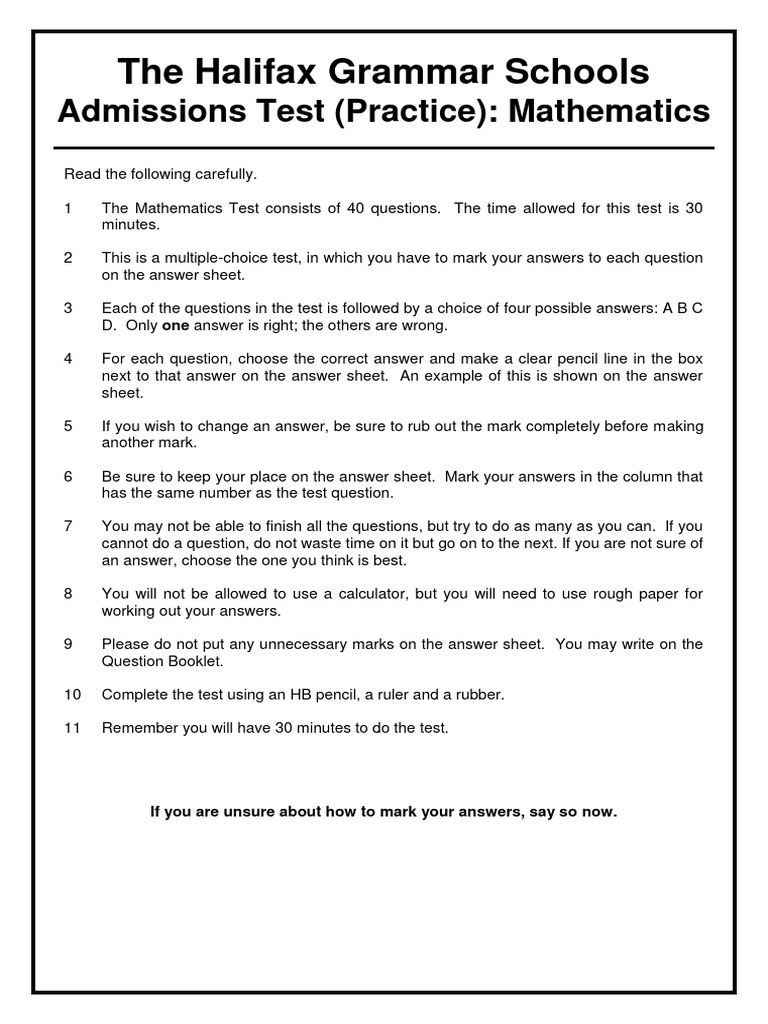 Maths Practice Paper Answers | PDF | Length | Multiple Choice