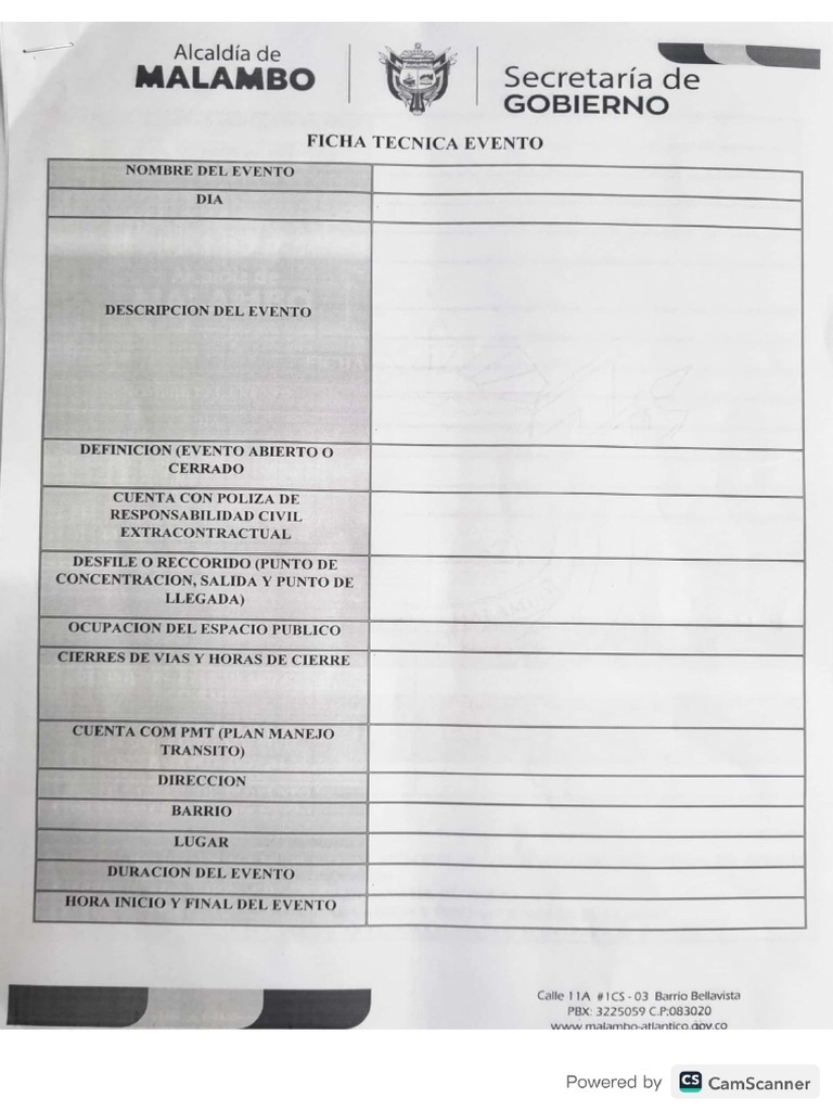 Ficha Técnica Eventos Malambo | PDF