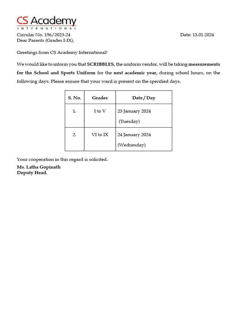 Grades I-IX - Uniform Measurements Circular | PDF