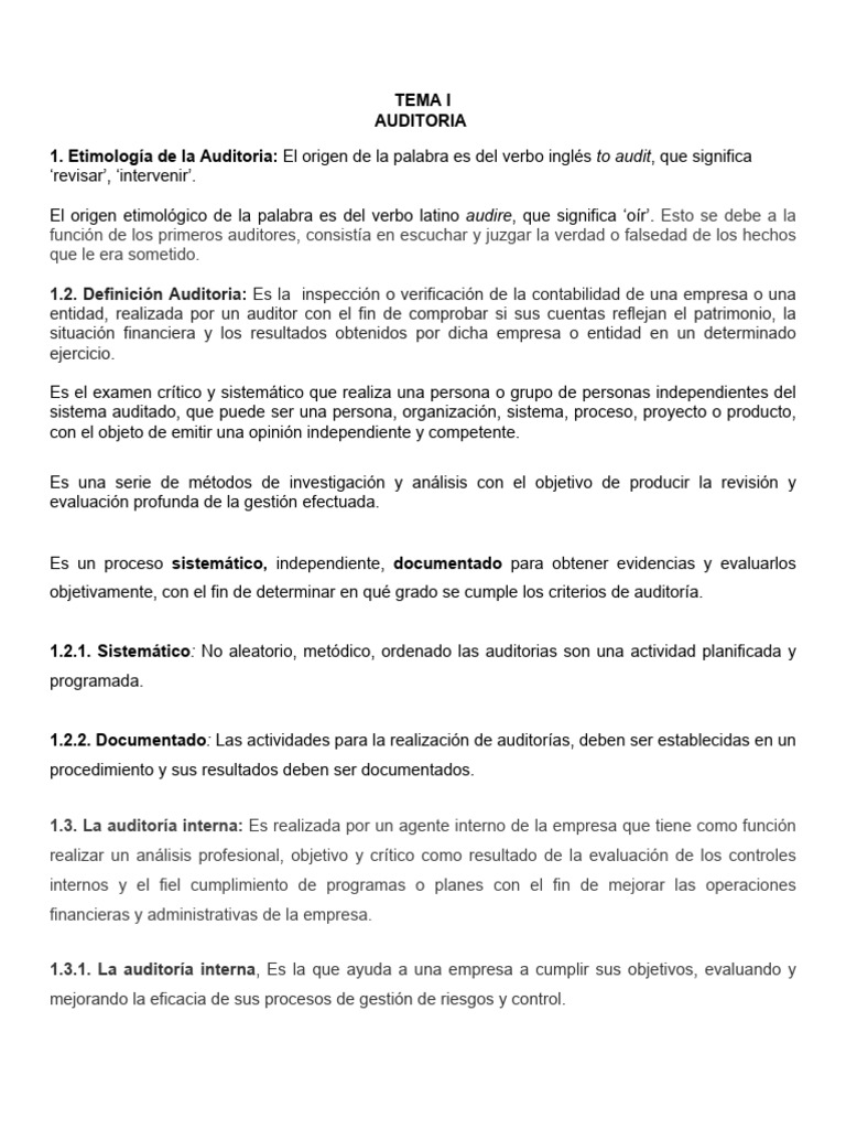 Tema 1 Auditoria | PDF | Auditoría | Business