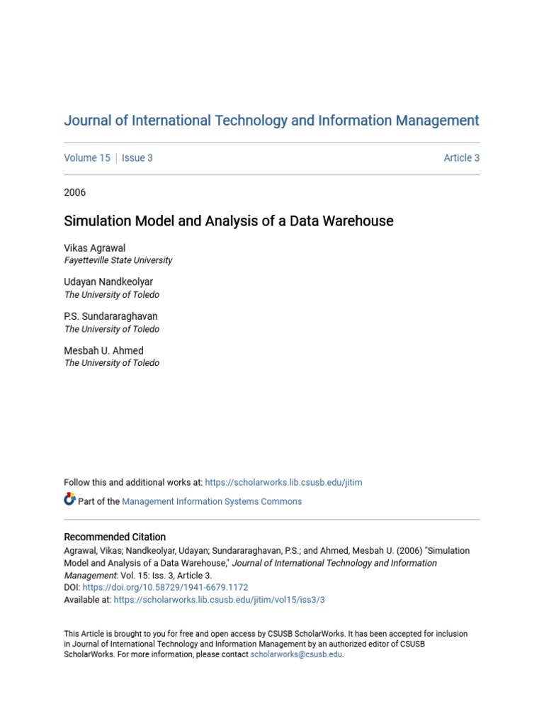 Simulation Model of Data Warehouse | PDF | Chaos Theory | Data Warehouse