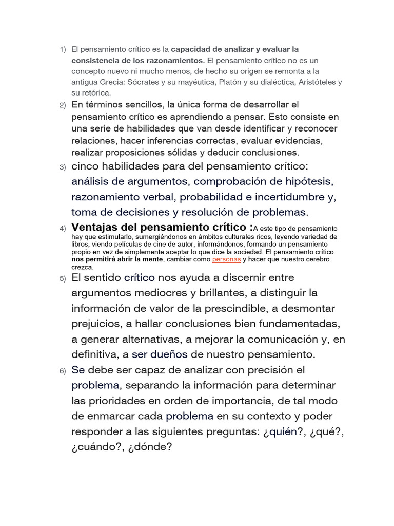 Desarrollo del Pensamiento Crítico | PDF | Pensamiento | Pensamiento ...