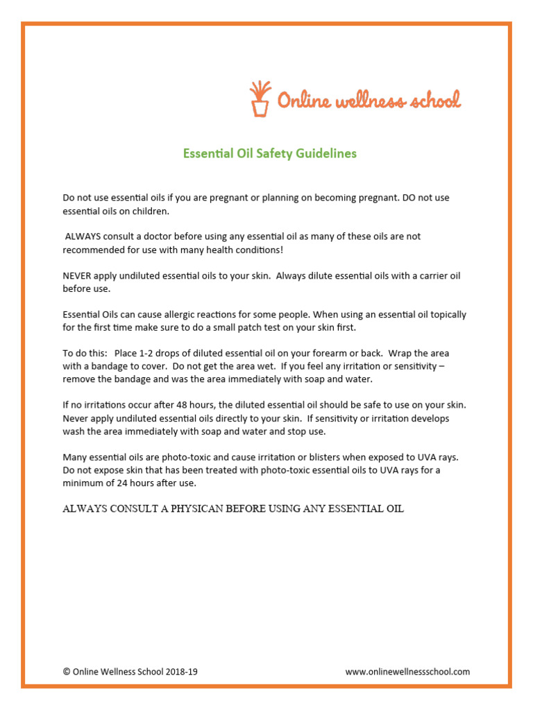 Essential Oil Safety | PDF