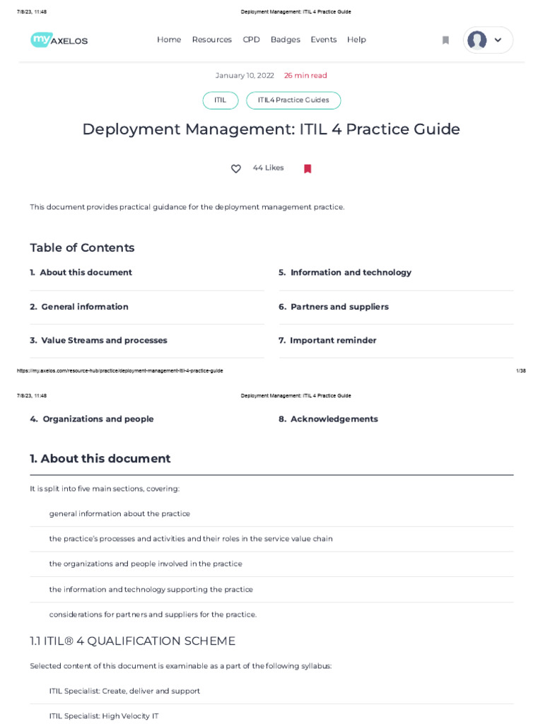 Deployment Management - ITIL 4 Practice Guide | PDF | Performance ...