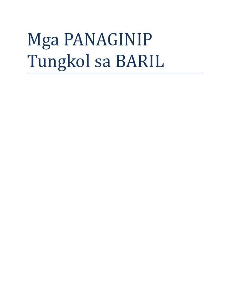 Mga PANAGINIP Tungkol Sa BARIL | PDF