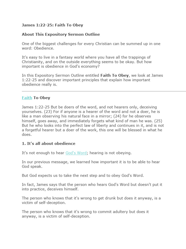 Obedience - 10 March 2020 | Download Free PDF | Ten Commandments | Jesus