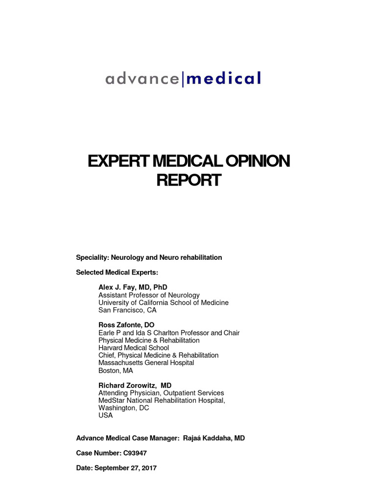 Final expert report | PDF | Traumatic Brain Injury | Injury