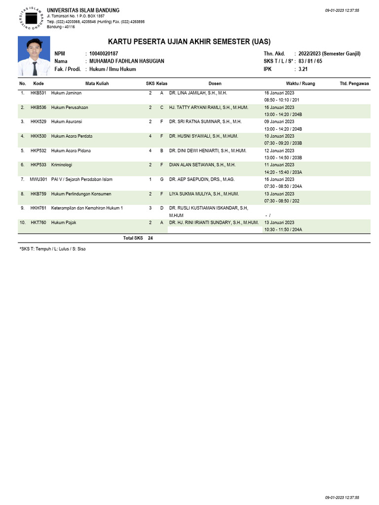 Kartu UAS 10040020187 | PDF