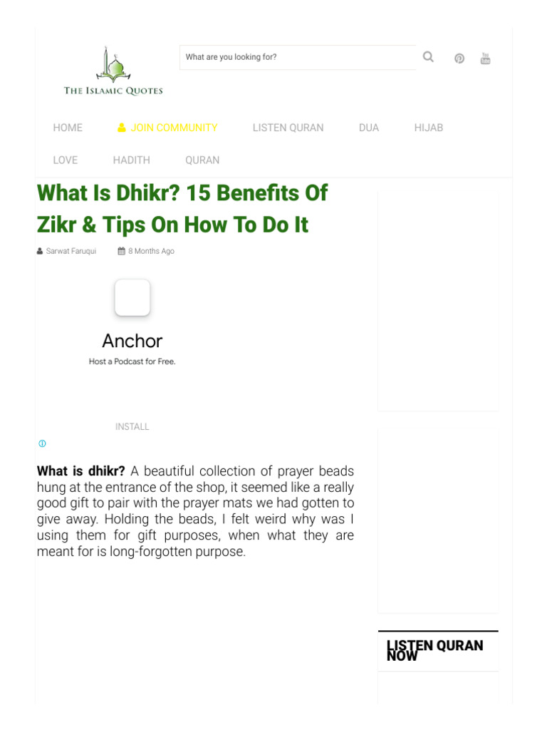 Dhikr: Benefits and How-To Guide | PDF | God In Islam | Religious Faiths
