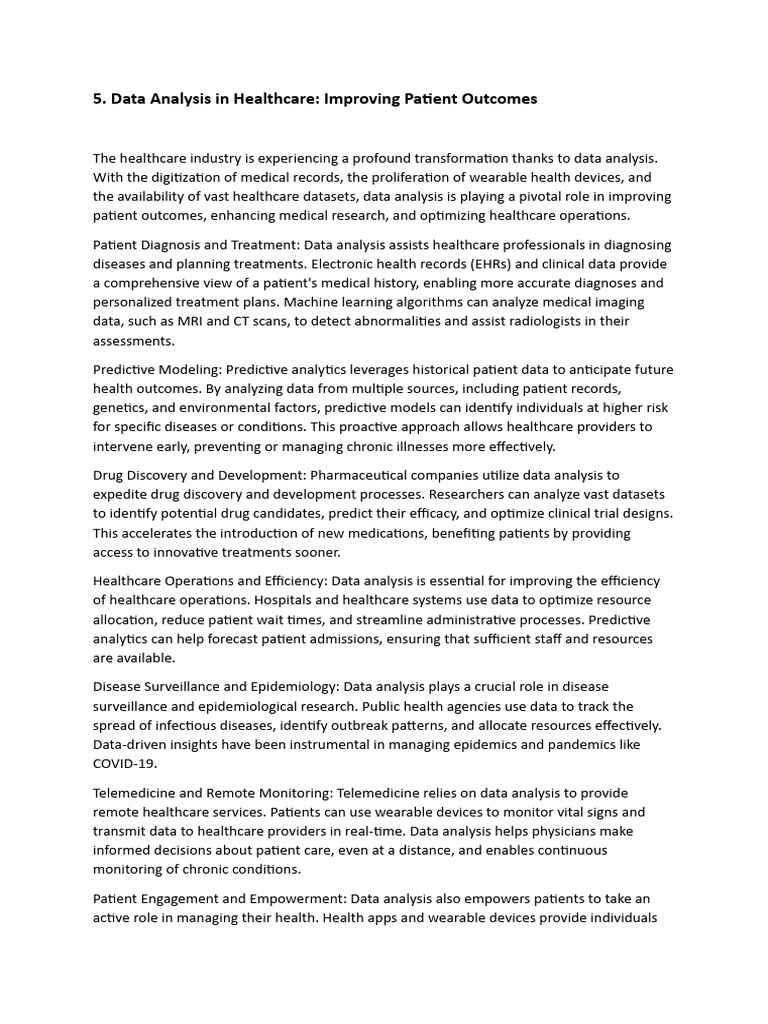 Data Analysis Enhancing Patient Care | PDF | Health Care | Predictive ...