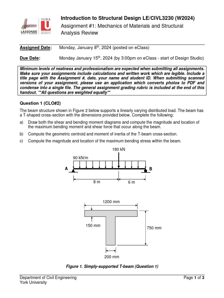 Assignment 1 - Review_2024 (2) | PDF | Bending | Applied And Interdisciplinary Physics