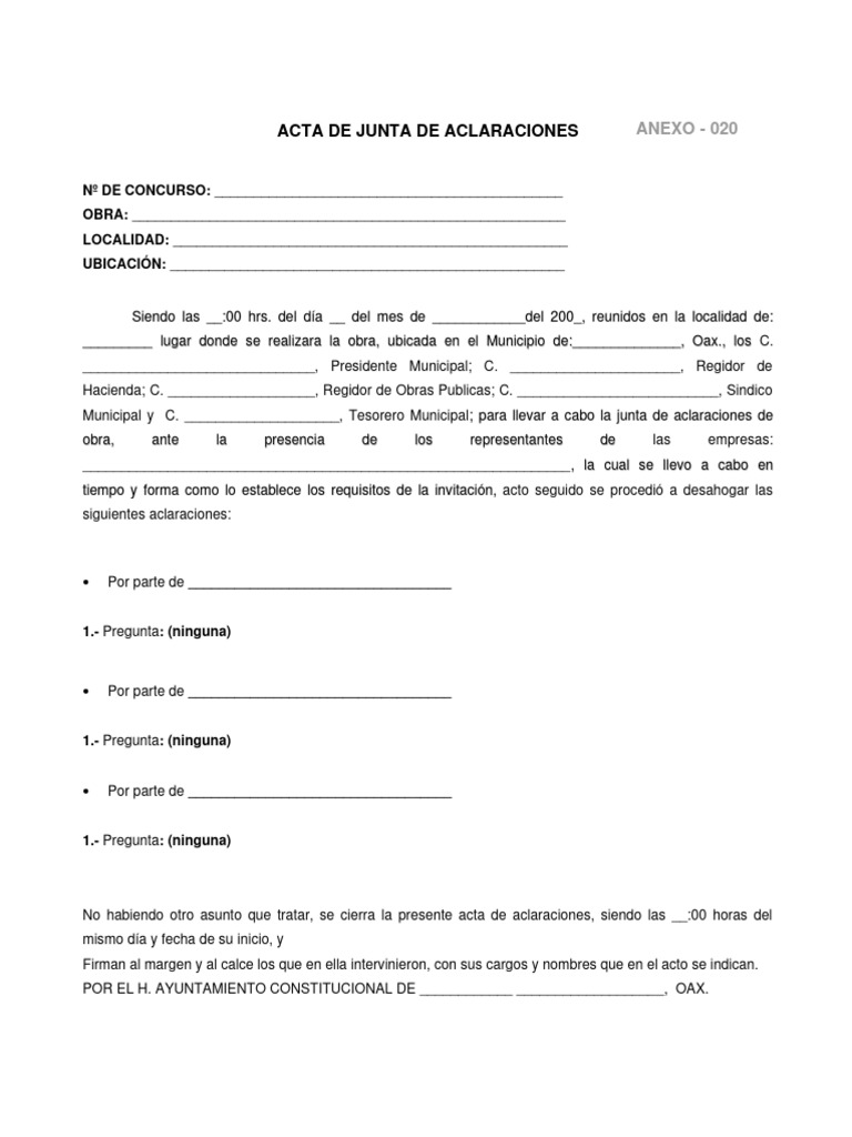 Junta de Aclaraciones | PDF