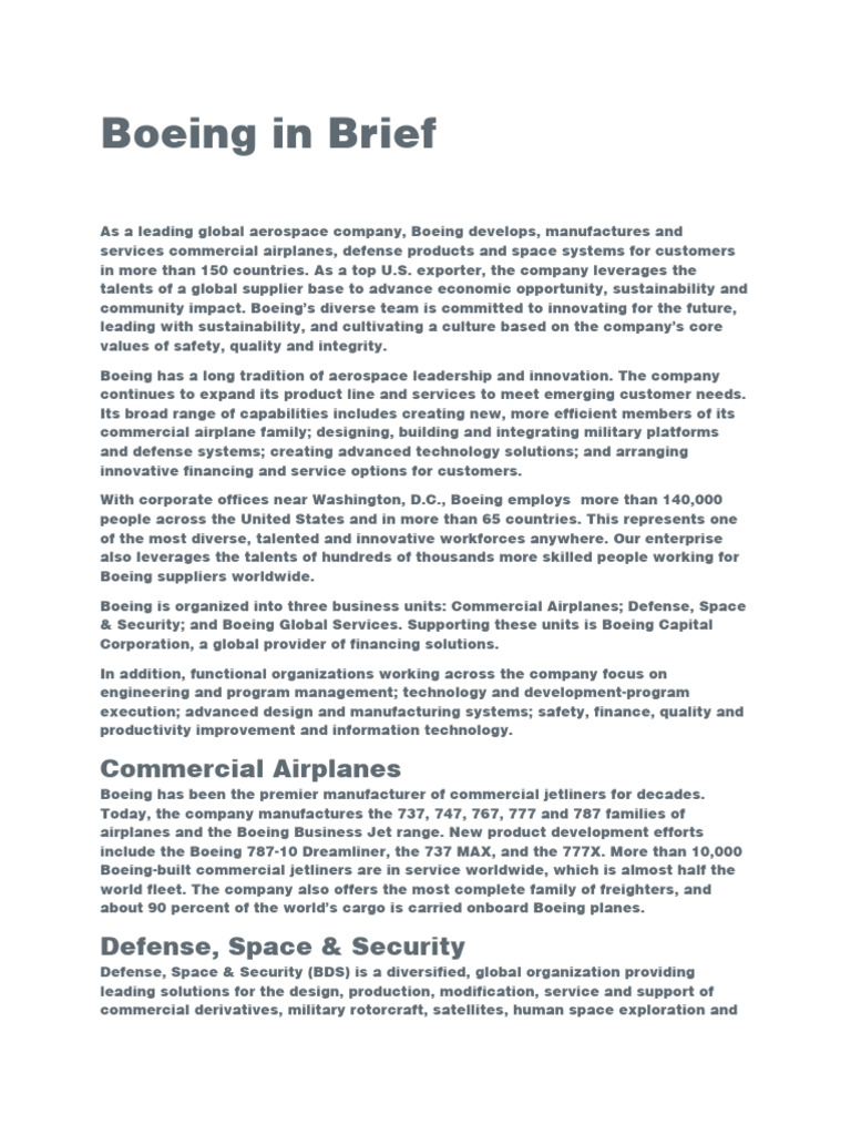 Boeing in Brief | PDF | Boeing | Corporate Governance