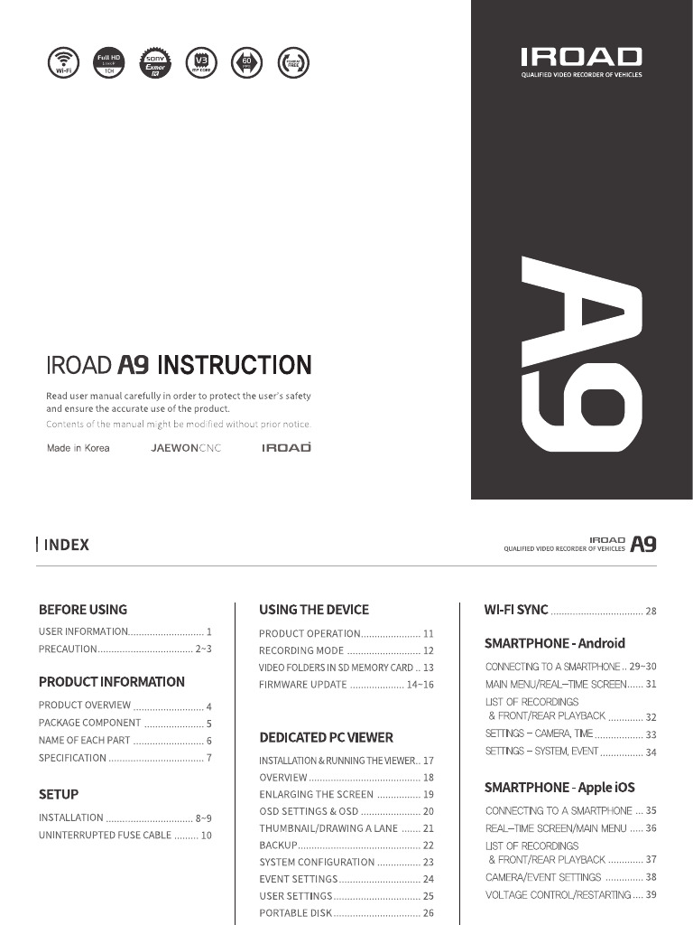 IROAD A9 English Manual | PDF