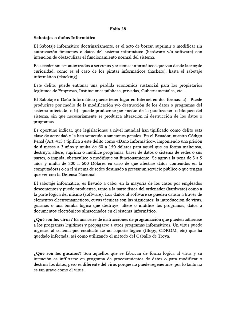 Sabotaje Informático: Definición y Consecuencias | PDF | Sabotaje ...