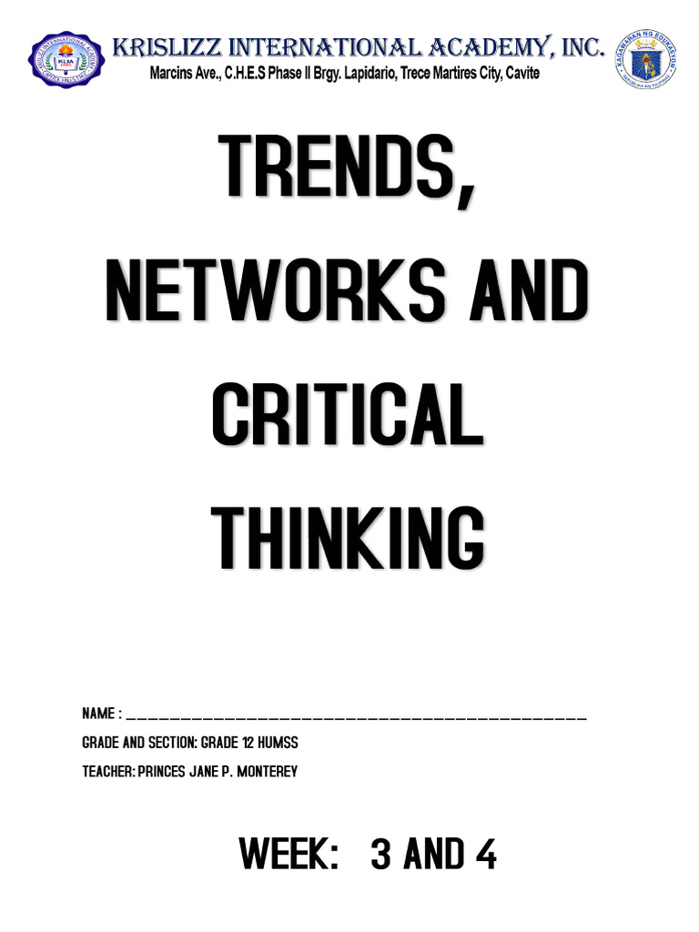 TRENDS-NETWORKS-AND-CRITICAL-THINKING Week 3 and 4 Module | PDF ...