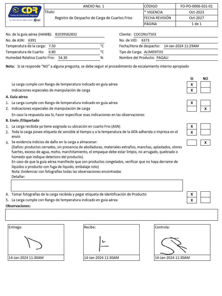 RPT Vehicles Checklist Cuarto Frio 81039562832 | PDF