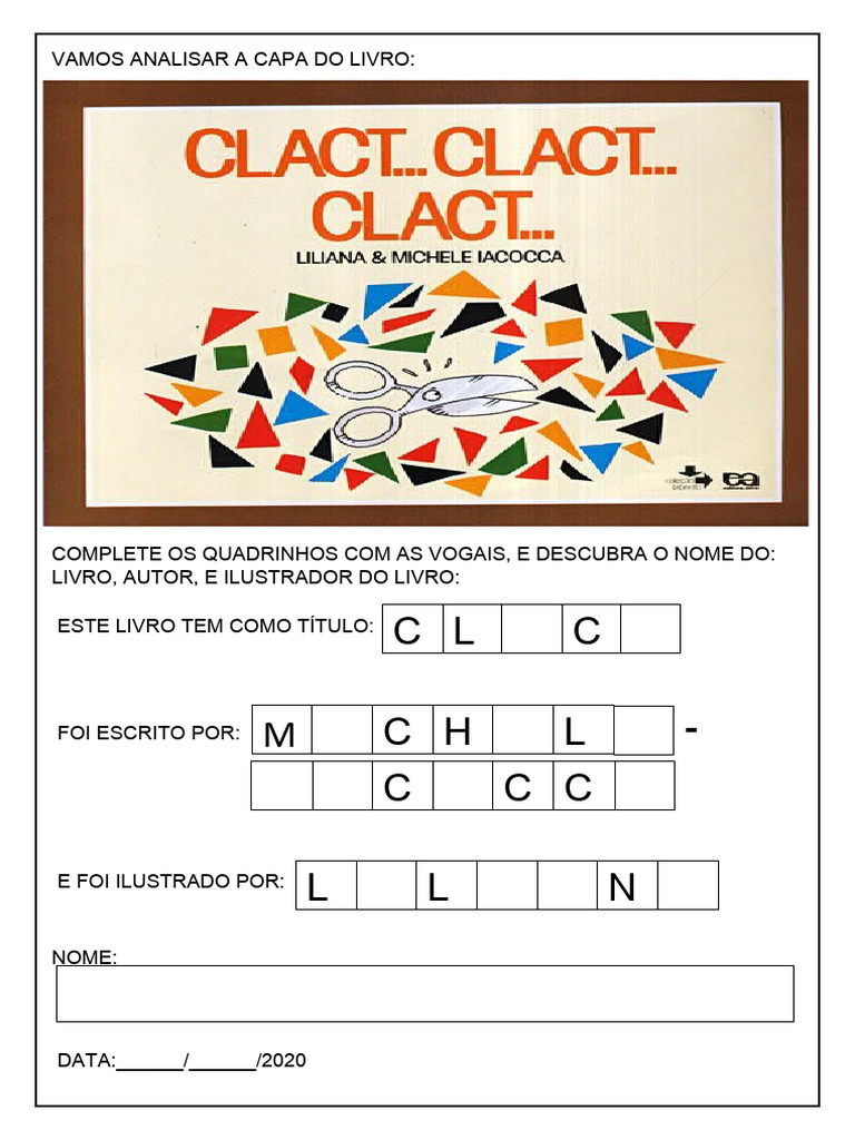 VAMOS ANALISAR A CAPA DO LIVRo Clact Clact | PDF | Cor | Vermelho