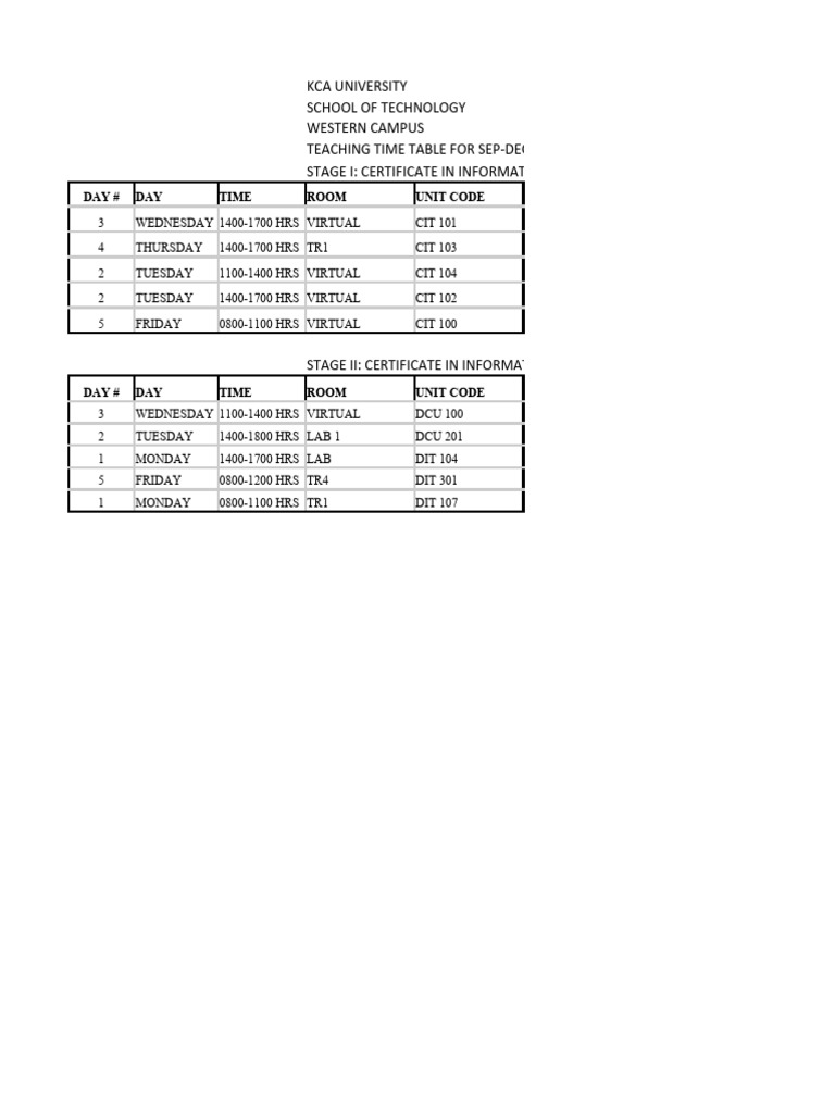 SoT Sep Dec2023 Timetable Version2 | PDF | Computer Programming | Information