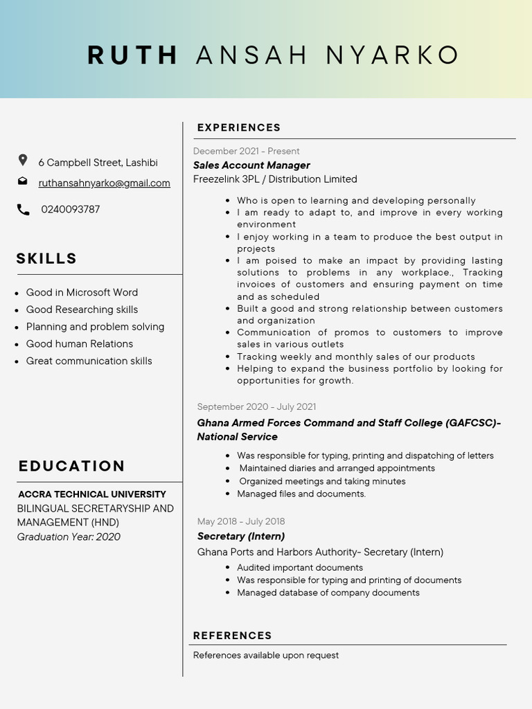 Ruth's CV | PDF | Business | Computing