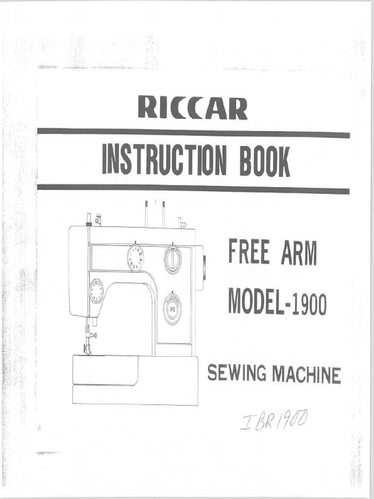 Riccar 1900 Sewing Machine Instruction Manual | PDF