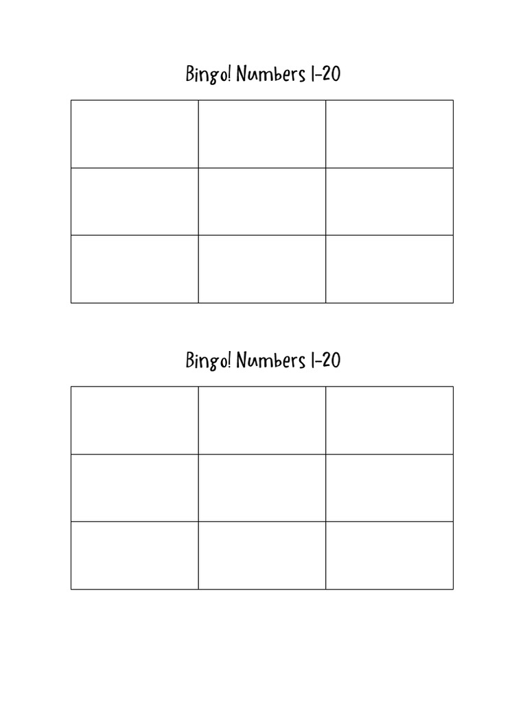 Bingo Numbers 1-20 | PDF