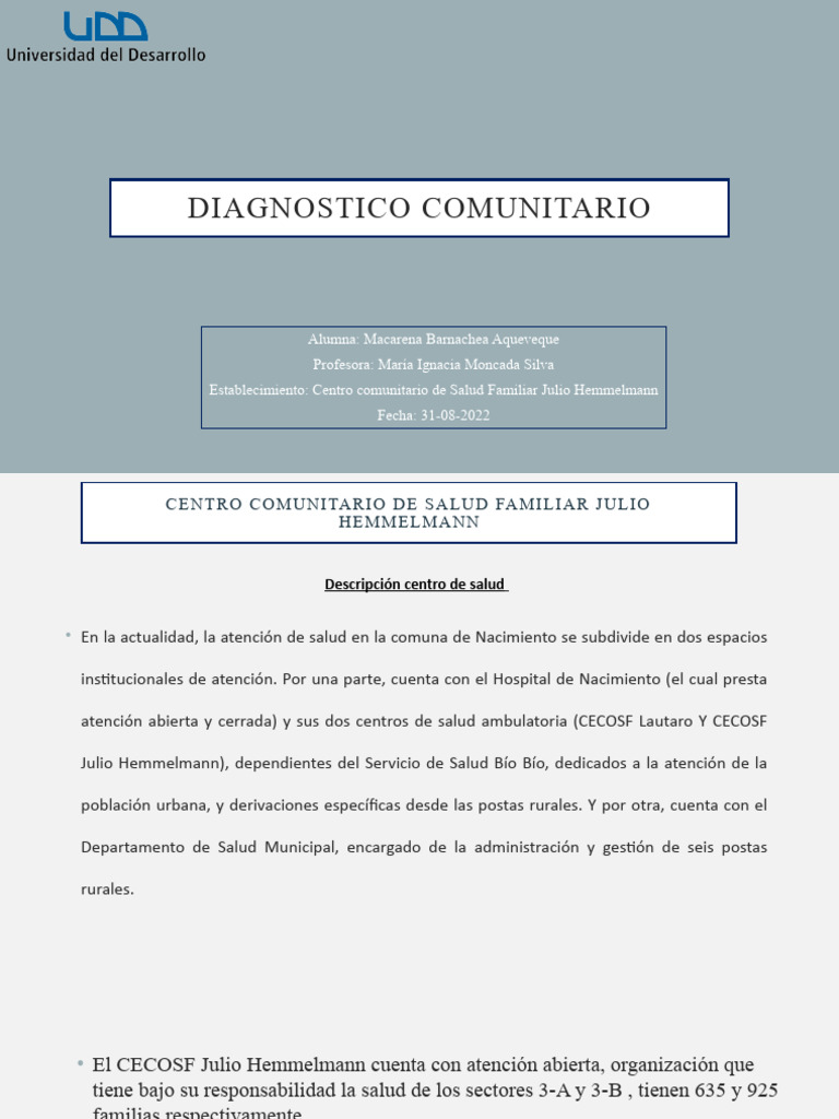Diagnostico Comunitario | PDF | Especialidades Medicas | Ciencias de la Salud