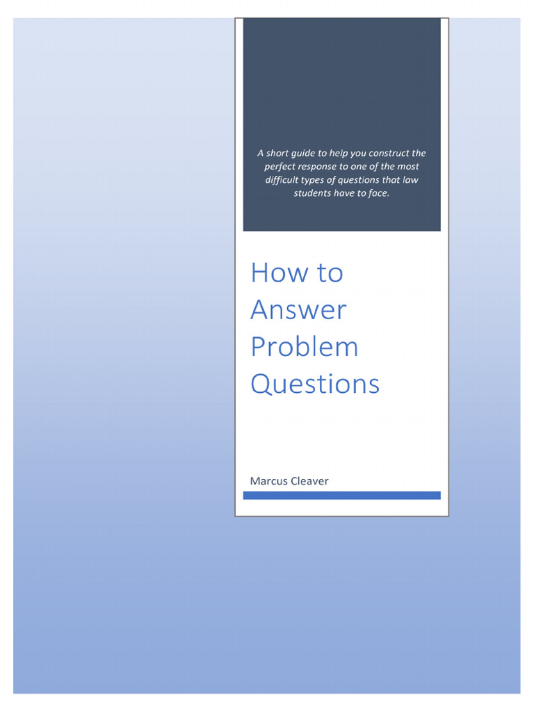 How To Answer Problem Questions | PDF