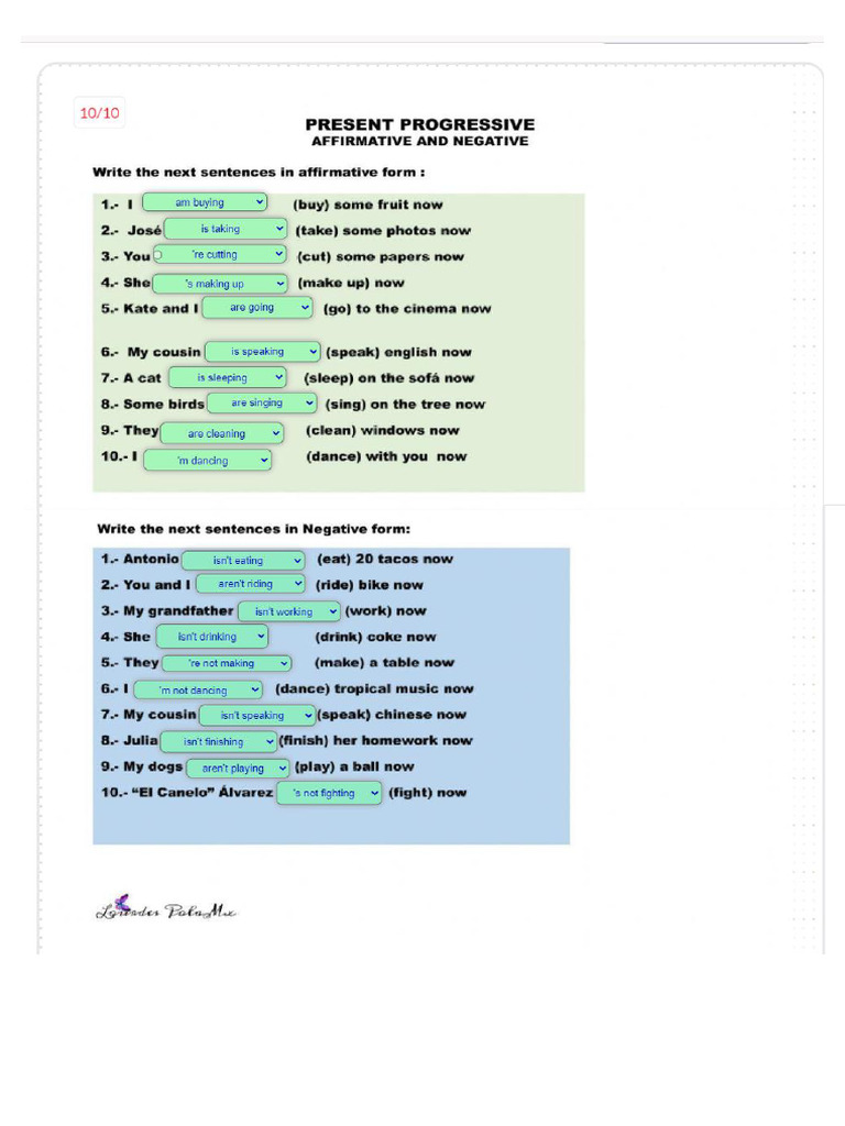 Present Progressive | PDF