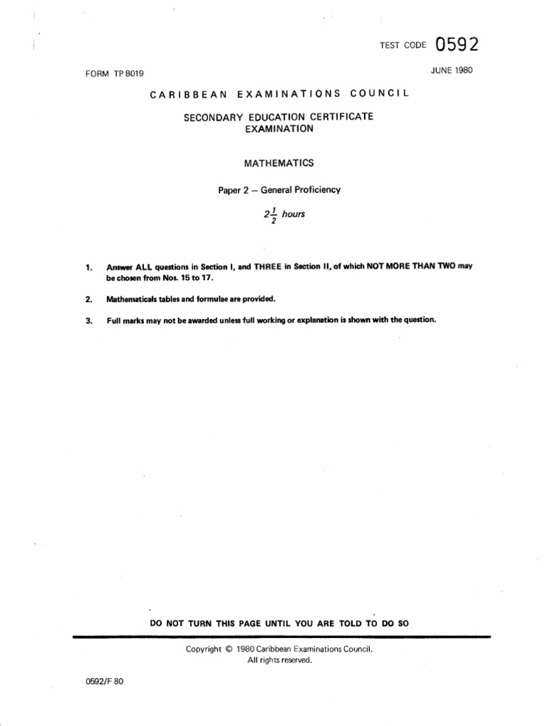 CSEC Mathematics June 1980 P2 | PDF | Matrix (Mathematics) | Mathematics