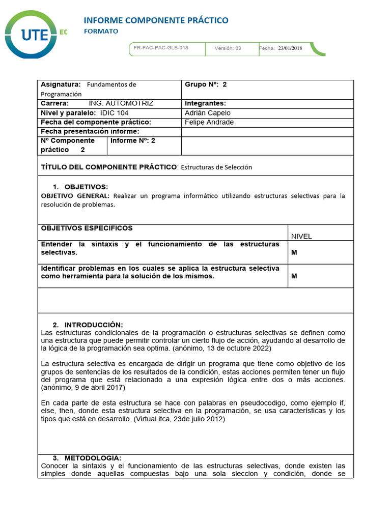 Fundamentos de Programacion Practica 2 | PDF | Lenguaje de programación | Programa de computadora