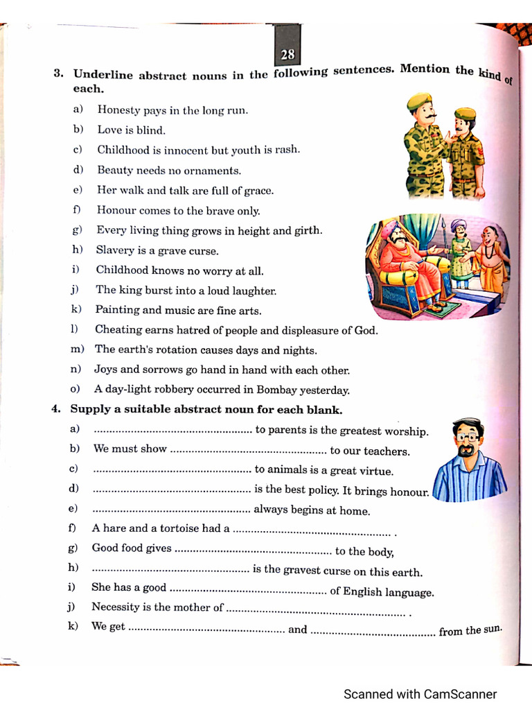 Abstract Nouns Exercise | PDF