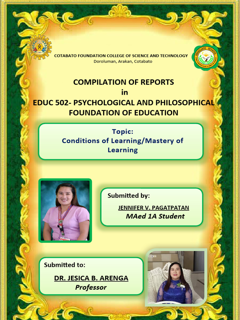 CONDITION OF LEARNING & MASTERY of LEARNING - JENNIFER V. PAGATPATAN ...