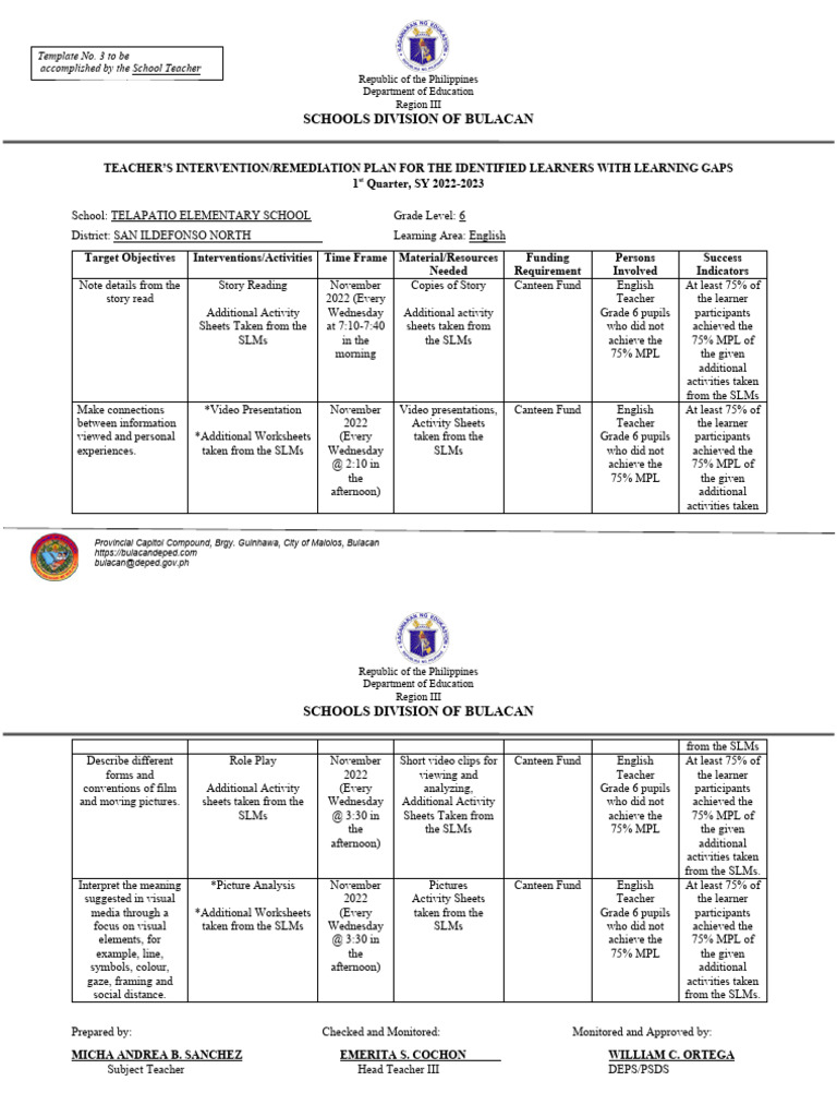 Grade 6-English-Template 3 | PDF | Learning | Cognition