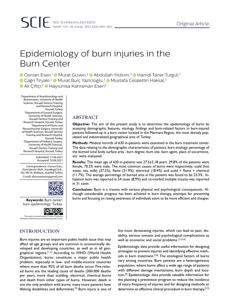 Scie 93270 Research - Article Esen | PDF | Burn | Injury